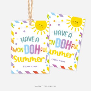Summer Pay Dough Gift Tag, Won-doh-ful Summer Labels for Students Last ...