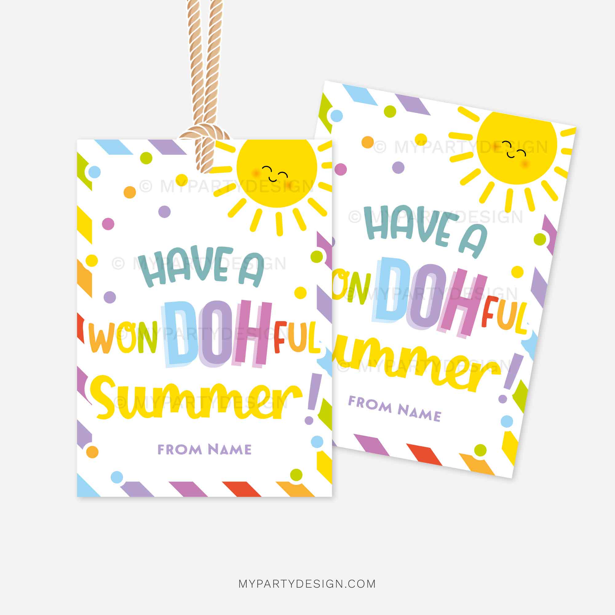 Summer Pay Dough Gift Tag, Won-doh-ful Summer Labels for Students Last ...