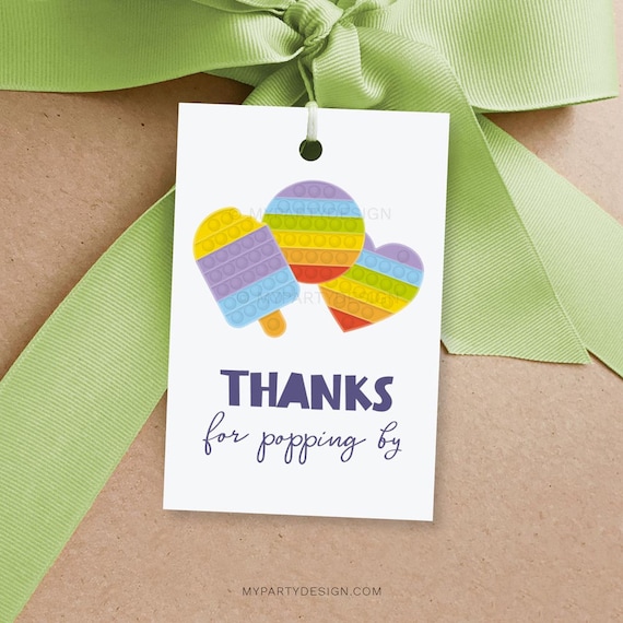 Pop Toy Party Favor Tags, Thanks for Popping By Thank you Labels, Tween ...