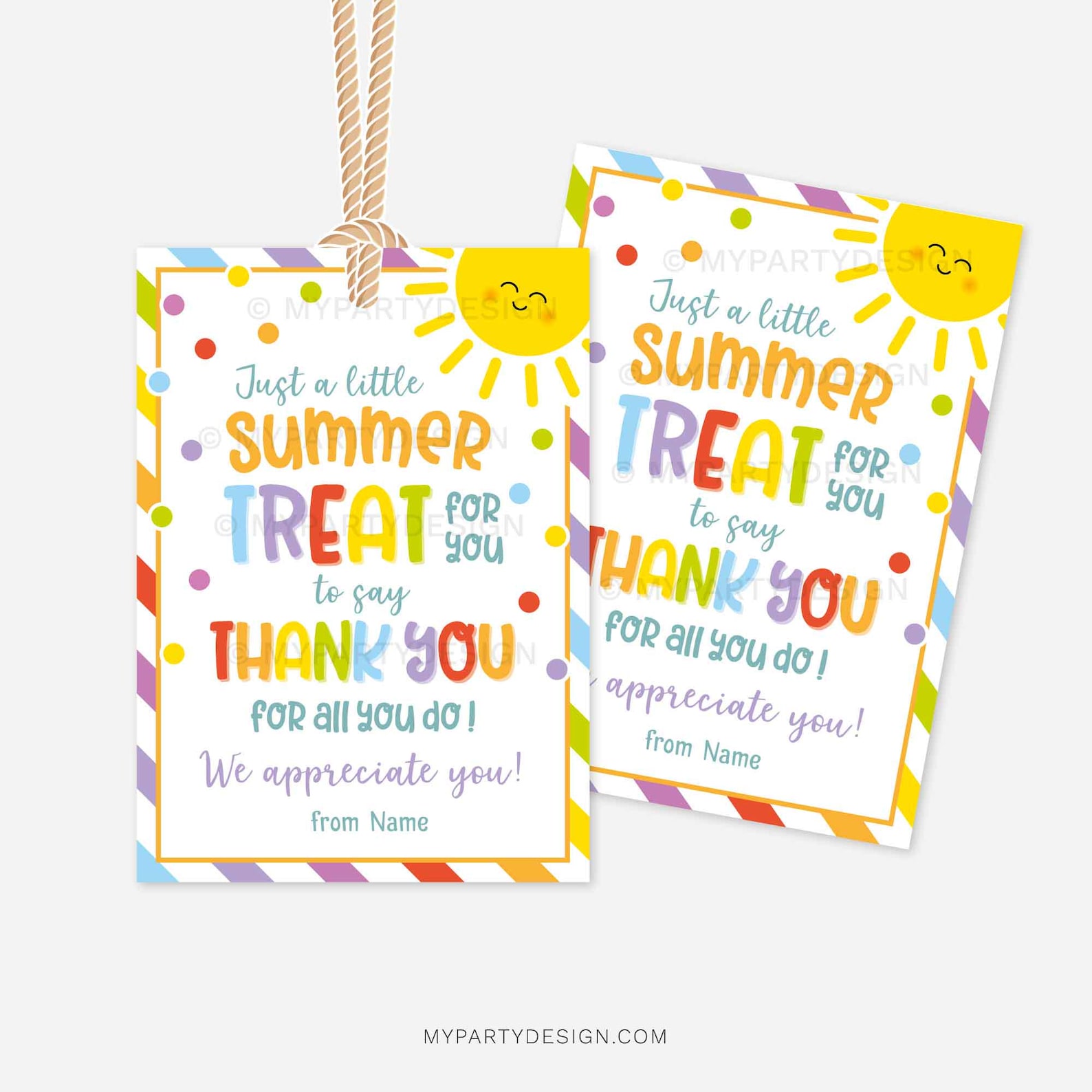 Summer Appreciation Tag, Little Summer Treat to Say Thank You Gift ...