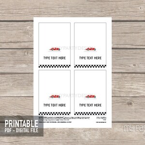 Car Food Labels, Car Race Birthday Party, Racing Tent Labels, Place ...
