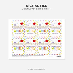 Back to School Pencil Tag, Just Write Class Gift Label, First Day of ...