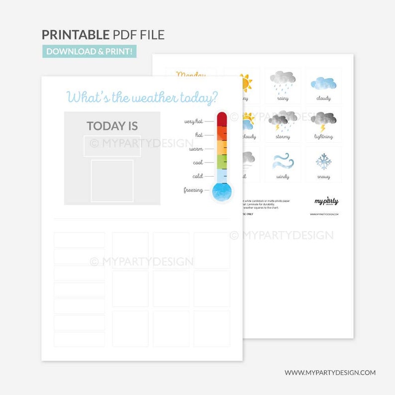 Printable Weather Chart for Kids, Learn the Weather, Homeschool Daily ...