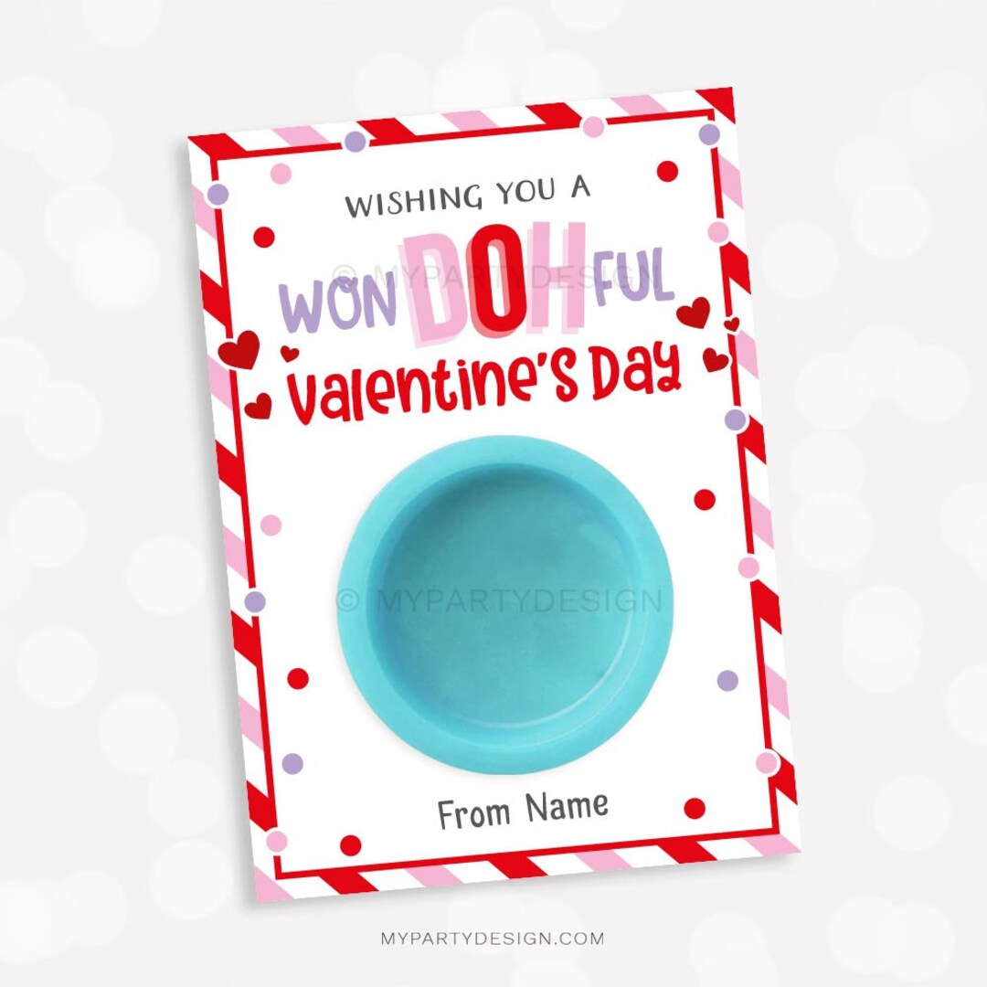 Won Doh Ful Valentine's Day Card, Kids Play Dough Valentine Tags for ...