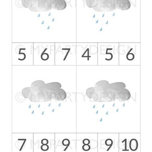 Weather Counting Cards, Rain Drop Clip Cards, Learn the Numbers ...