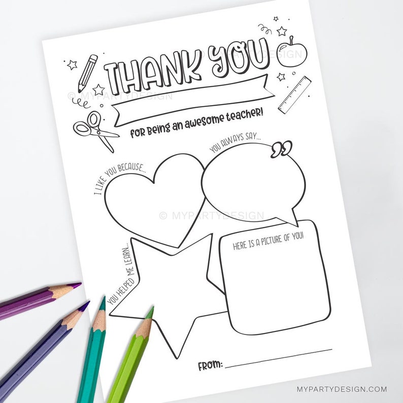 Teacher Appreciation Week Printable Thank You Coloring Page - Etsy