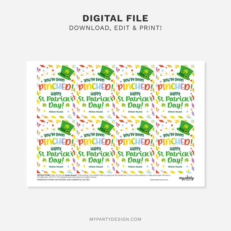 You've Been Pinched Gift Tag, St Patrick's Day Label for Work Staff or ...