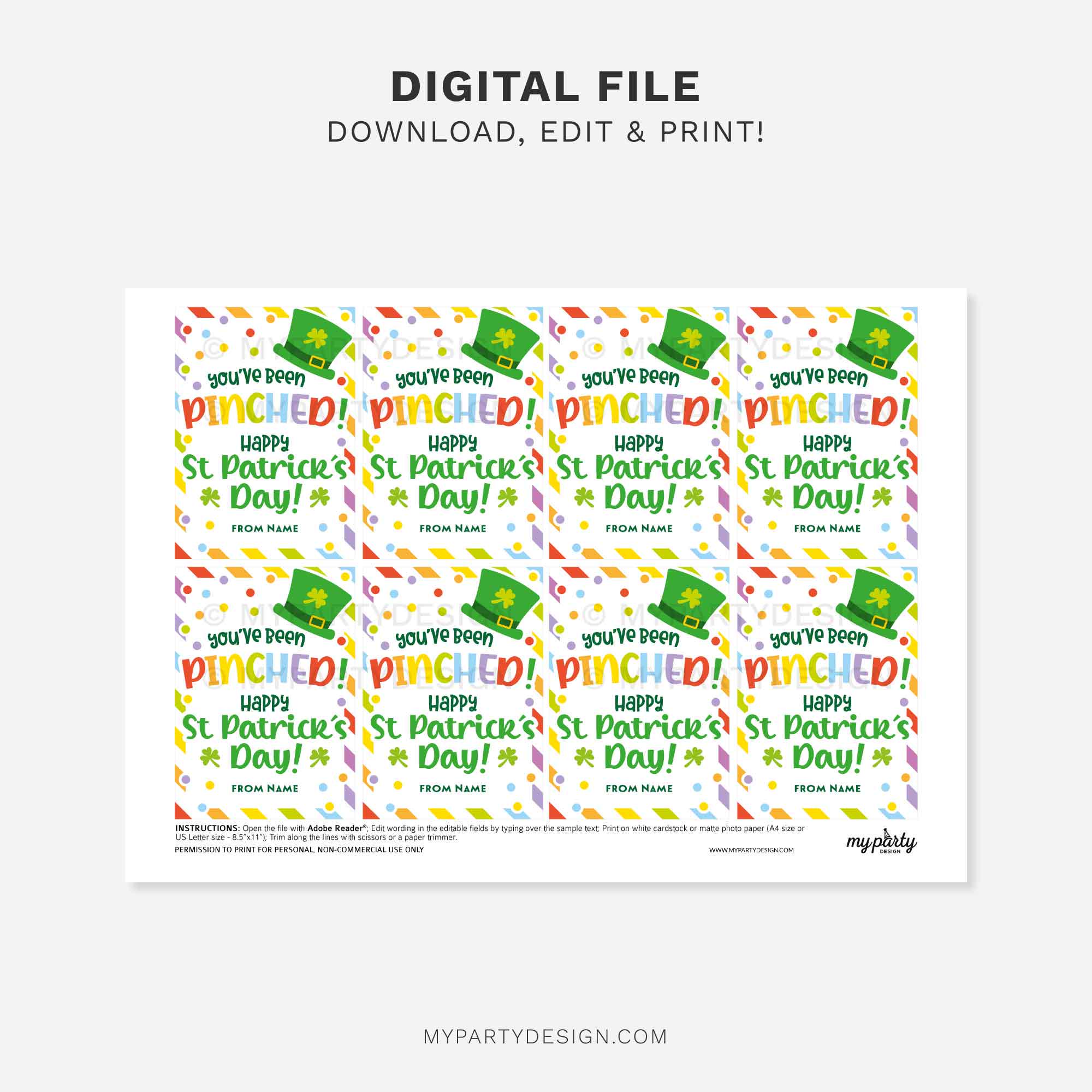 You've Been Pinched Gift Tag, St Patrick's Day Label for Work Staff or ...