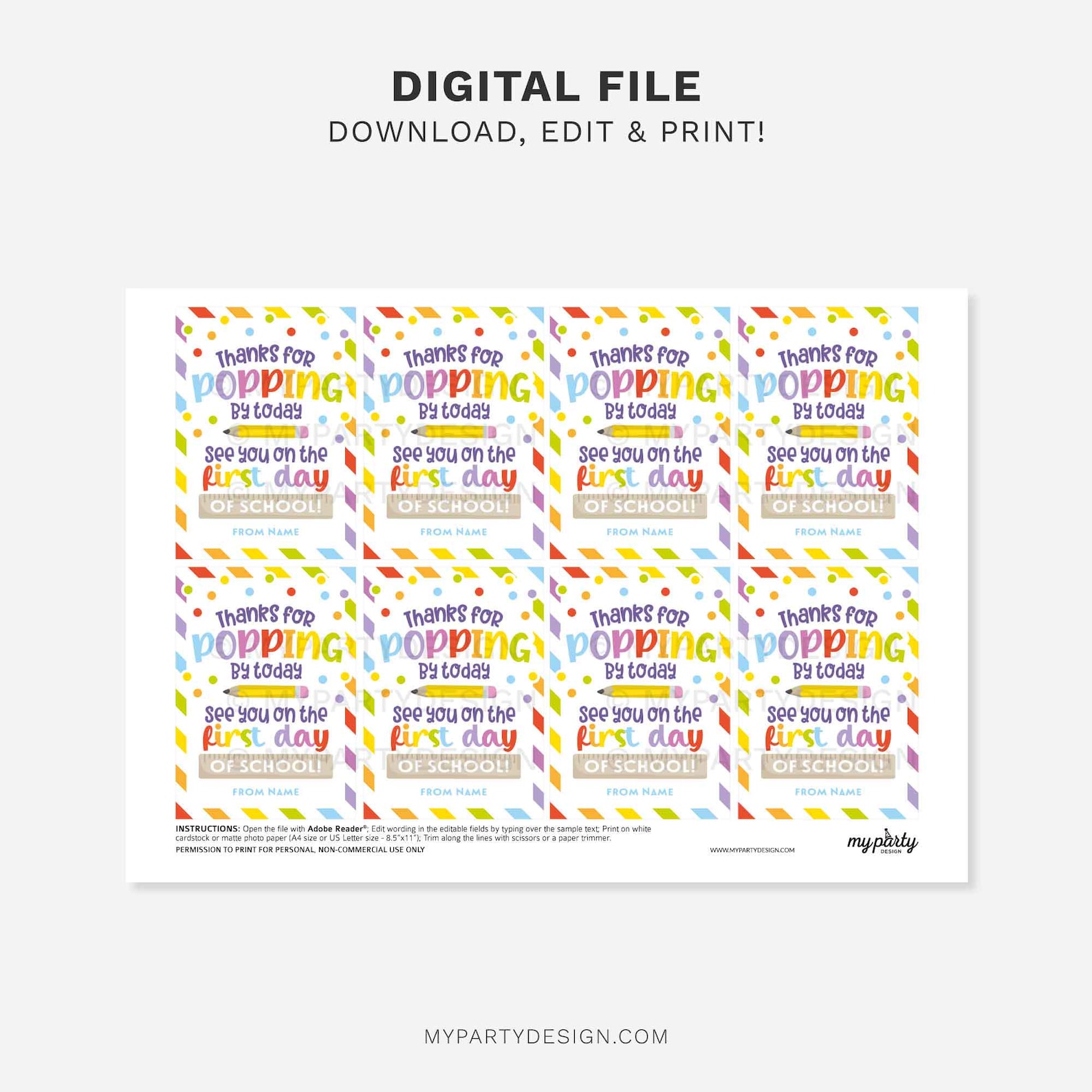 Thanks for Popping by Today Gift Tag, See You on the First Day of ...