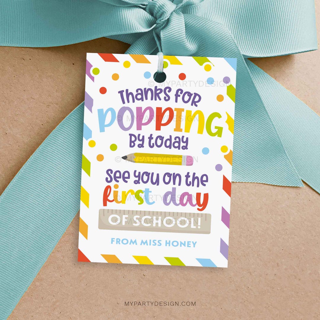 Thanks for Popping by Today Gift Tag, See You on the First Day of ...