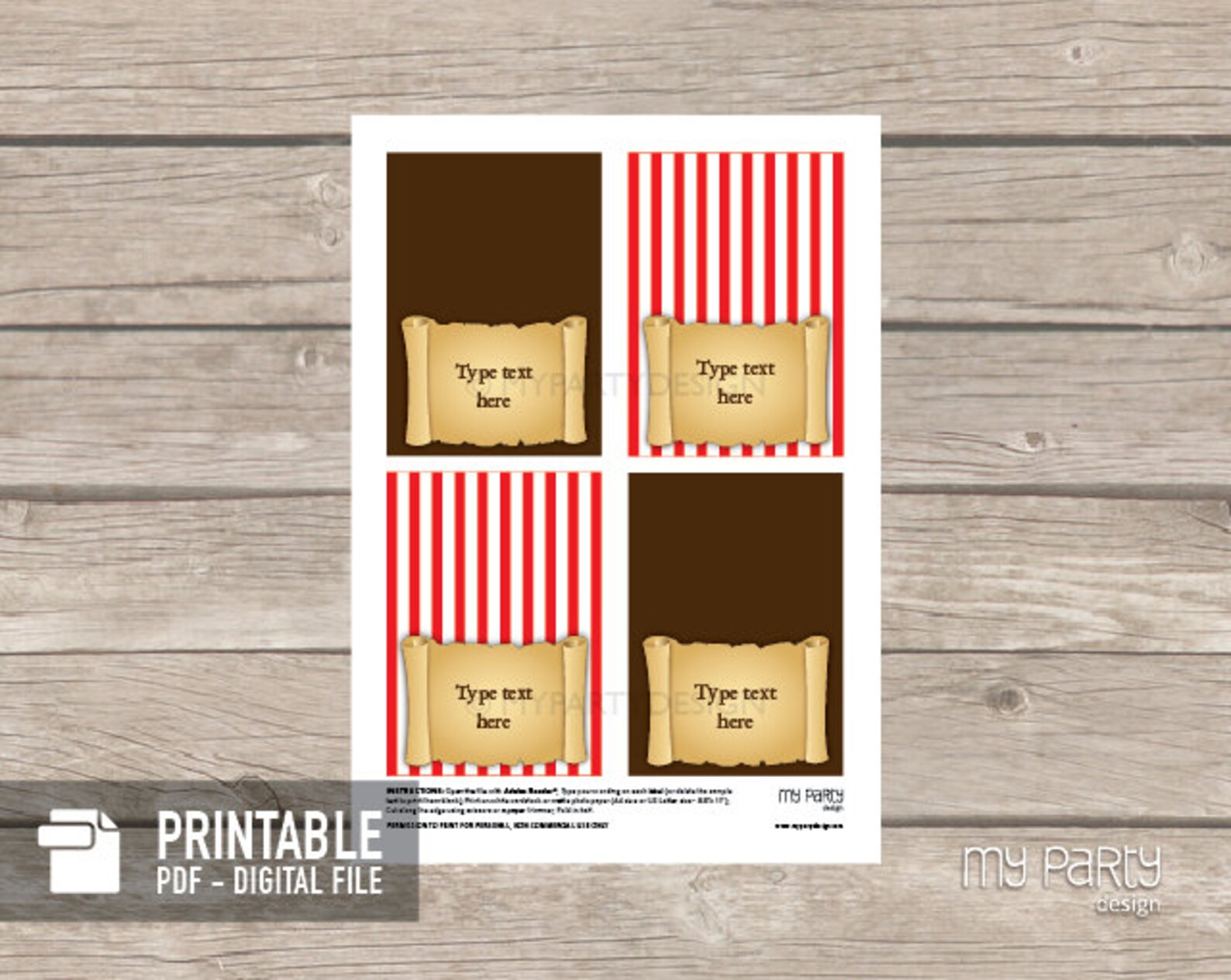 Pirate Food Labels Birthday Party Decorations Place Cards | Etsy