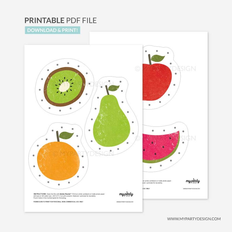 Printable Fruit Lacing Cards Threading Cards Learn the | Etsy
