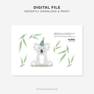 Koala Cake Topper, Australian Animal Party Printables, Aussie Birthday ...