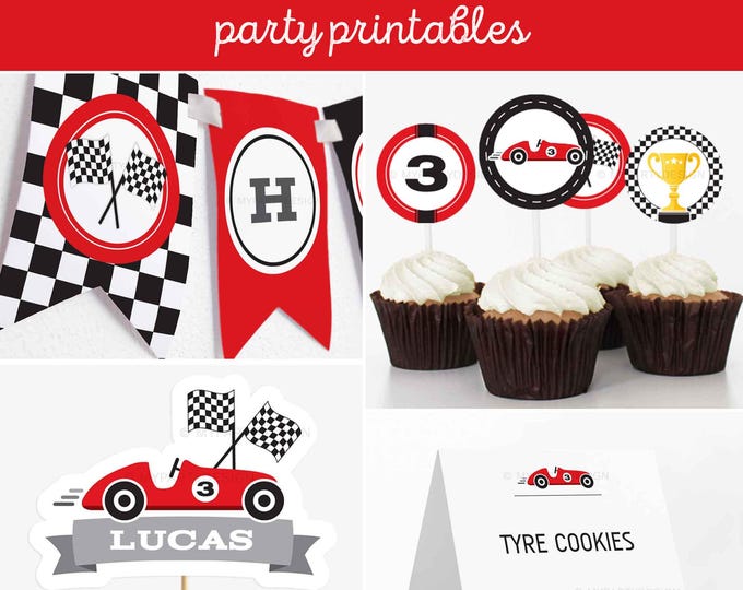 RACE CAR Collection - Digital Files for Birthday Party or Baby Shower ...