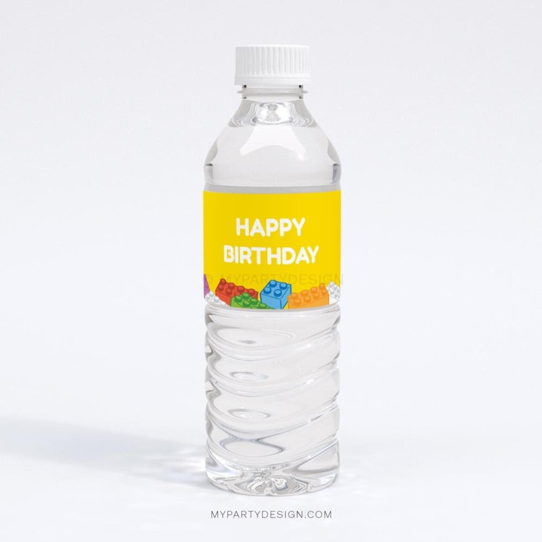 Building Blocks Party Bottle Labels, Colorful Bricks Birthday ...