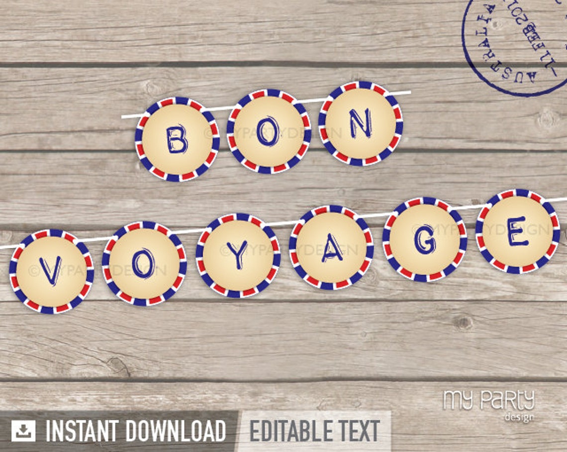 Bon Voyage Banner Travel Party Decorations Farewell Party | Etsy