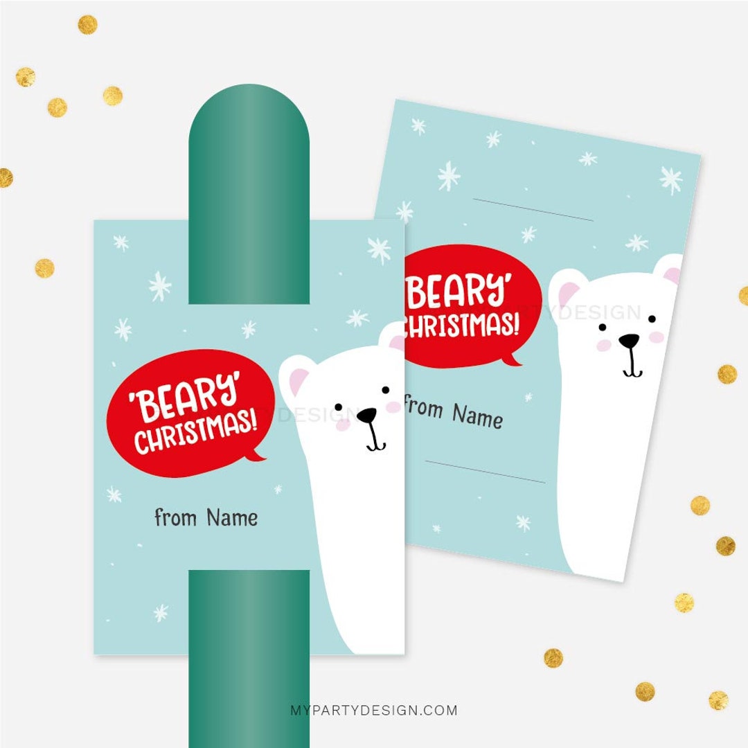 Beary Christmas Slap Band Gift Tags, Christmas Labels, Kids Holiday ...
