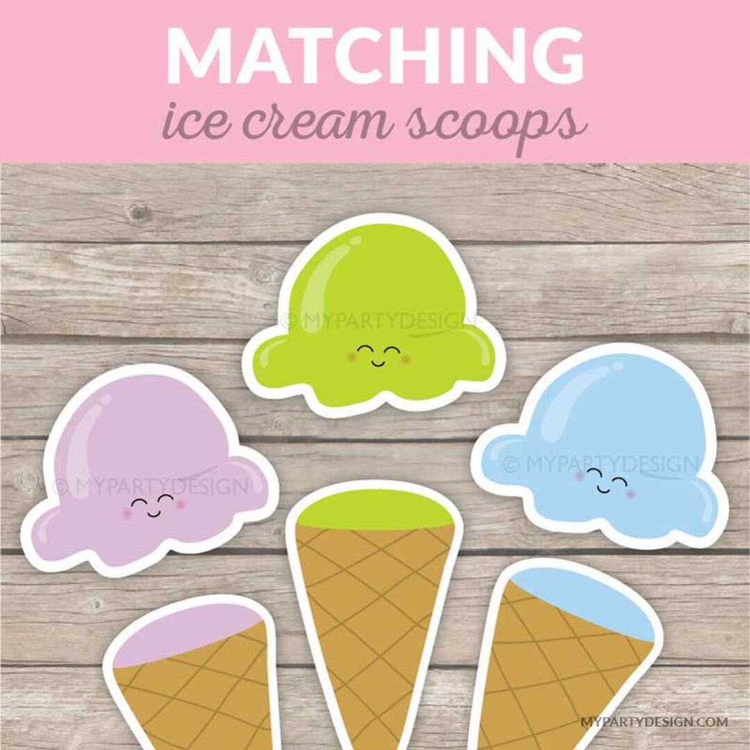 Color Matching Printable Game, Ice Cream Activity for Toddlers & Pre ...