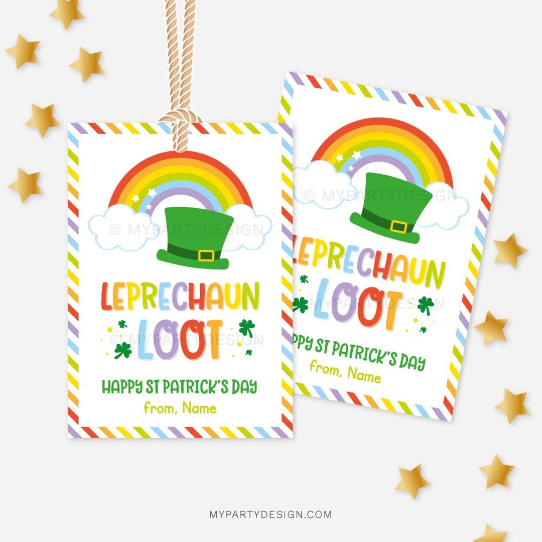 Leprechaun Loot Label St Patrick's Day Tag Kids Rainbow - Etsy