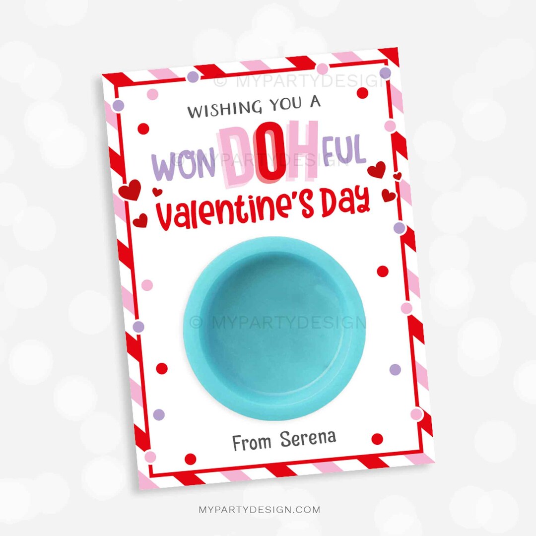 Won Doh Ful Valentine's Day Card, Kids Play Dough Valentine Tags for ...