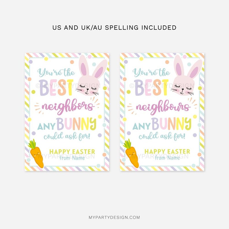 Neighbor Appreciation Easter Tag, Best Neighbours Any Bunny Could Ask ...