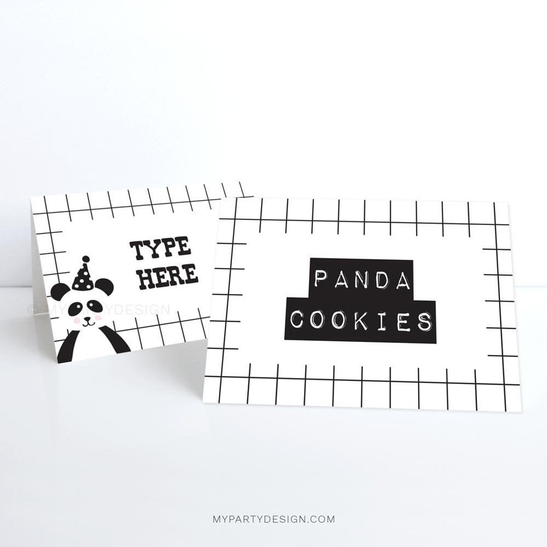 Panda Food Labels Panda Party Printables Place Cards Tent - Etsy