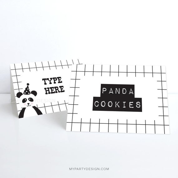 Panda Food Labels, Panda Party Printables, Place cards, Tent Labels ...