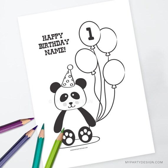 Panda Party Coloring Page, Panda Party Activity, Gender Neutral ...