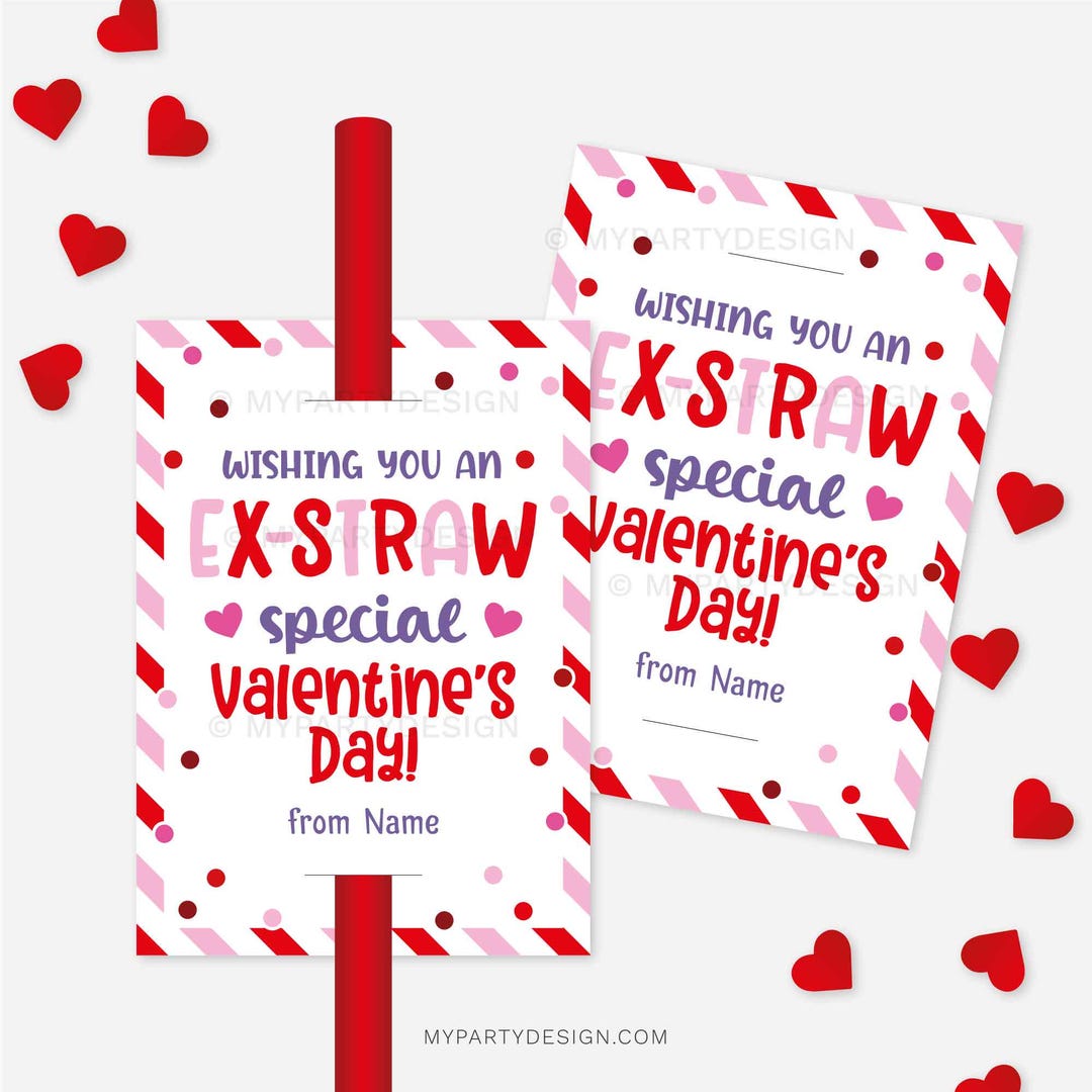 Valentines Straw Tag, Ex-straw Special Class Gift Label, Non-candy ...