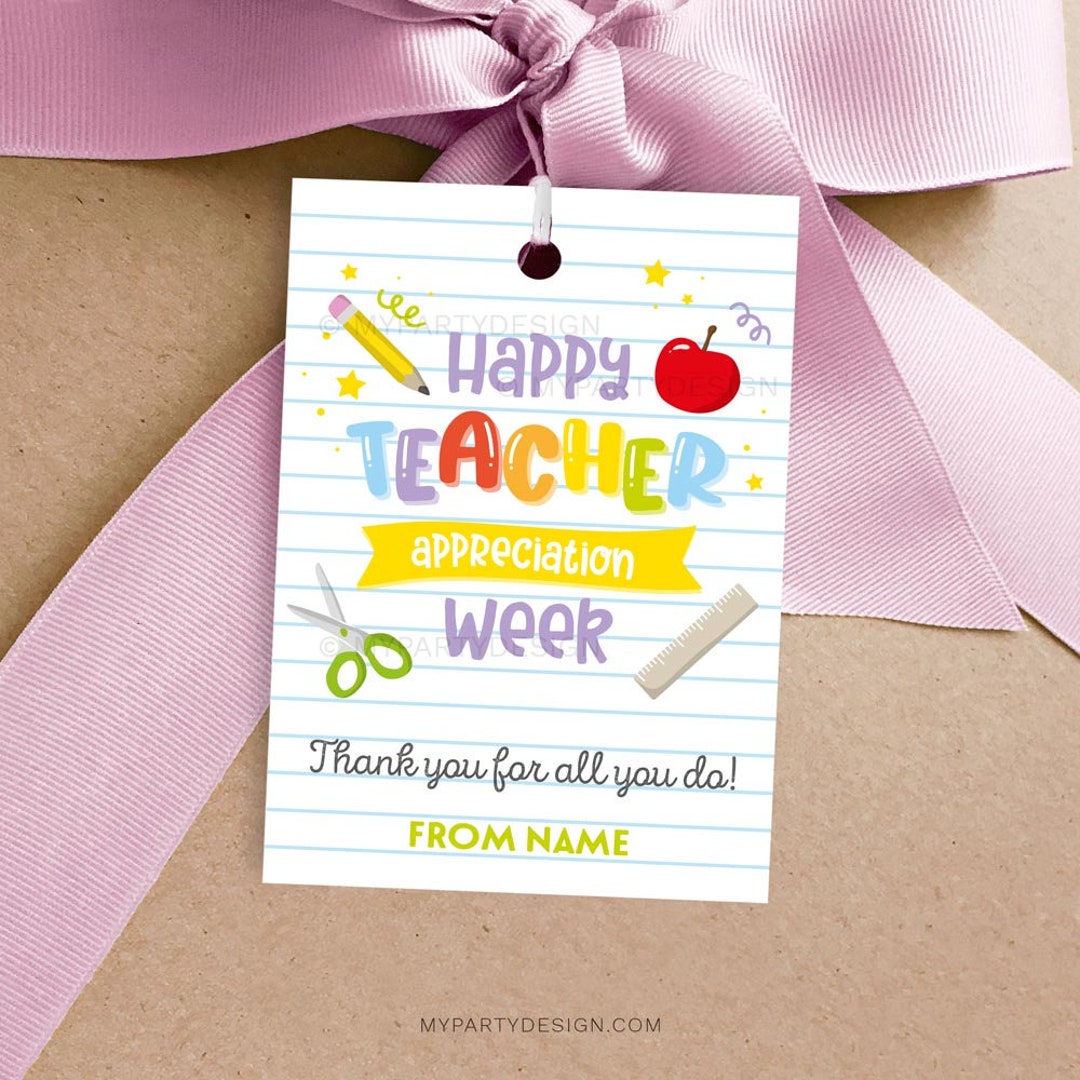 Teacher Appreciation Week Tag, Printable Gift Label for Teachers ...