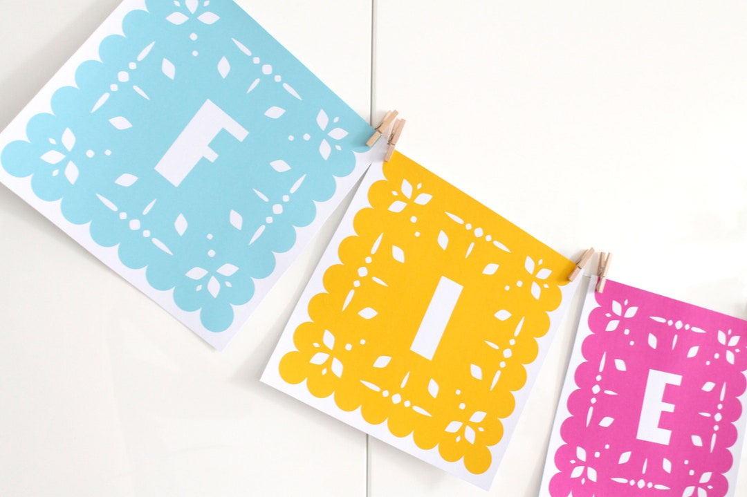 Papel Picado Banner for Cinco De Mayo Party, Mexican Fiesta Birthday ...