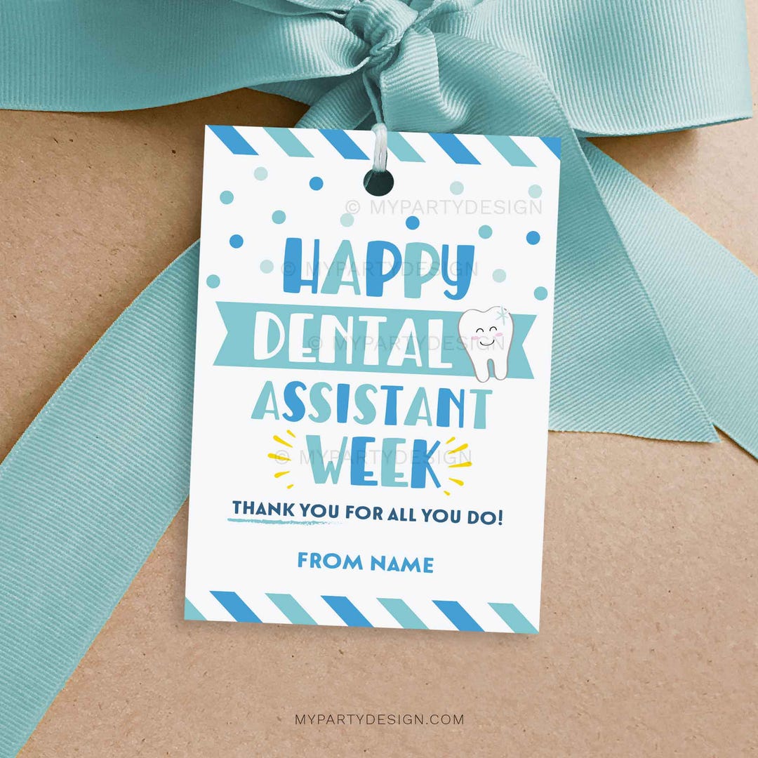 Happy Dental Assistant Week Gift Tag, Thank You Label for Hygienist ...