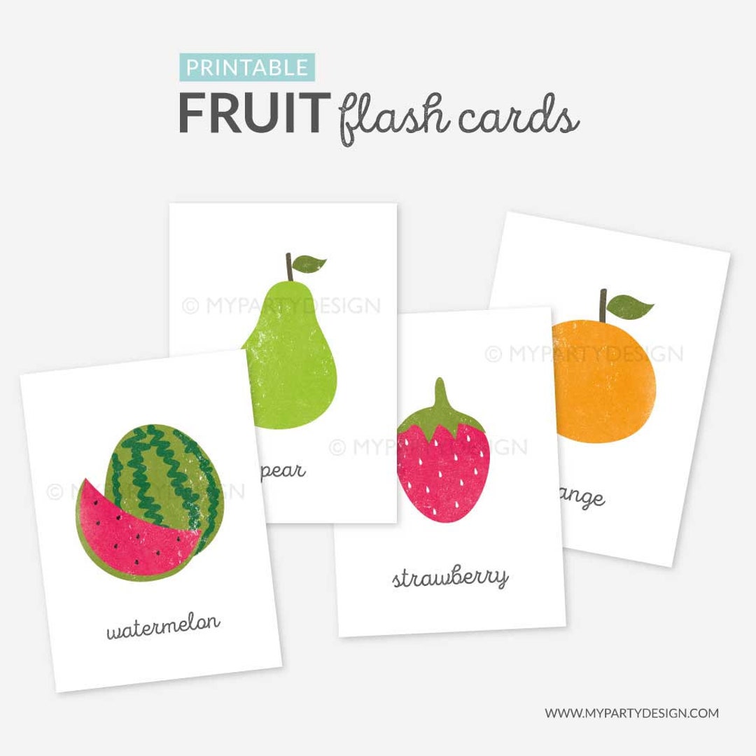 Printable Fruit Flash Cards, Learn the Fruits, Homeschool Early ...