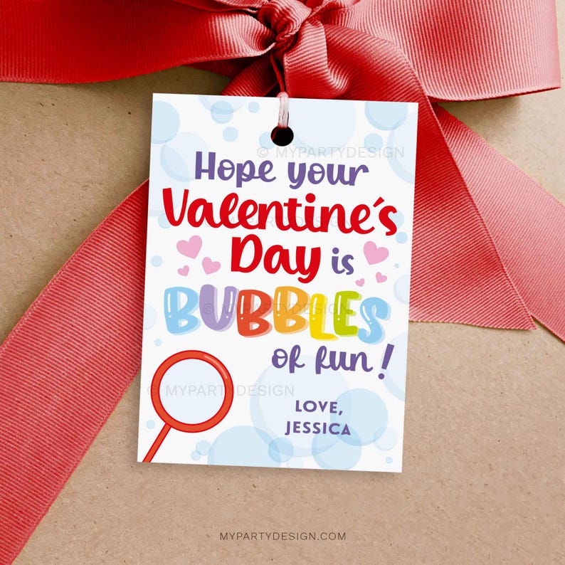 Bubbles of Fun Valentine's Day Tag, Kids Bubble Wand Valentine Card ...