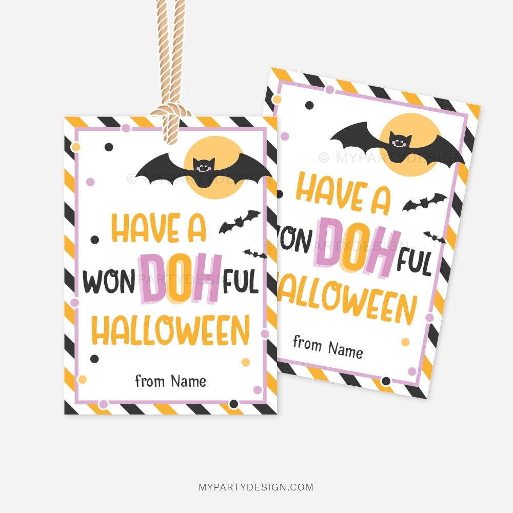 Wondohful Halloween Tag, Halloween Playdough Gift Label, Class for ...