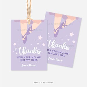Ballet Teacher Thank You Tag, Thanks for Keeping Me on My Toes Label ...