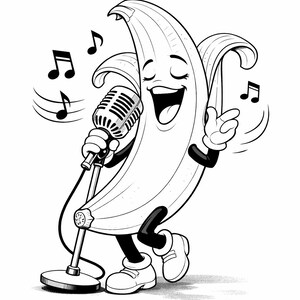 Singing Banana Printable Art Colouring Page/wall Art Bundle - Etsy