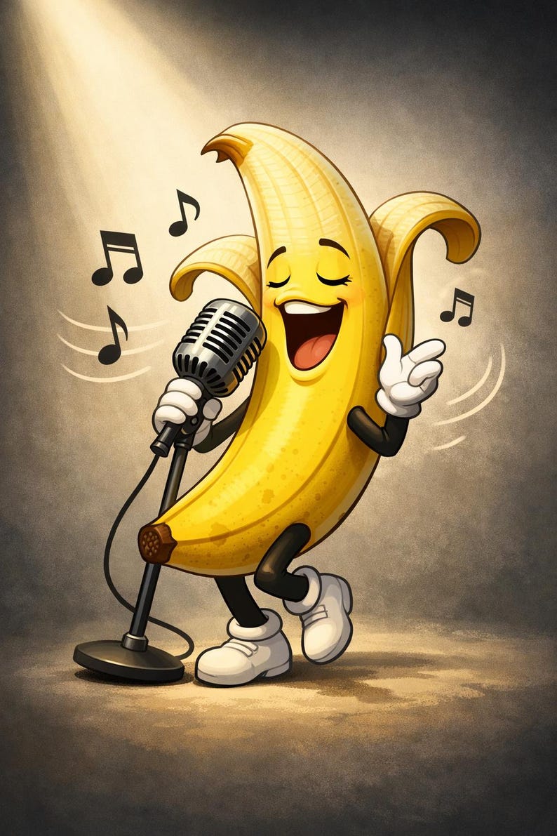 Singing Banana Printable Art Colouring Page/wall Art Bundle - Etsy