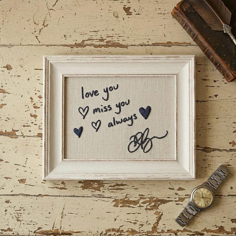 Personalized Embroidery Handwriting, Custom Love Note, Wedding Vow ...