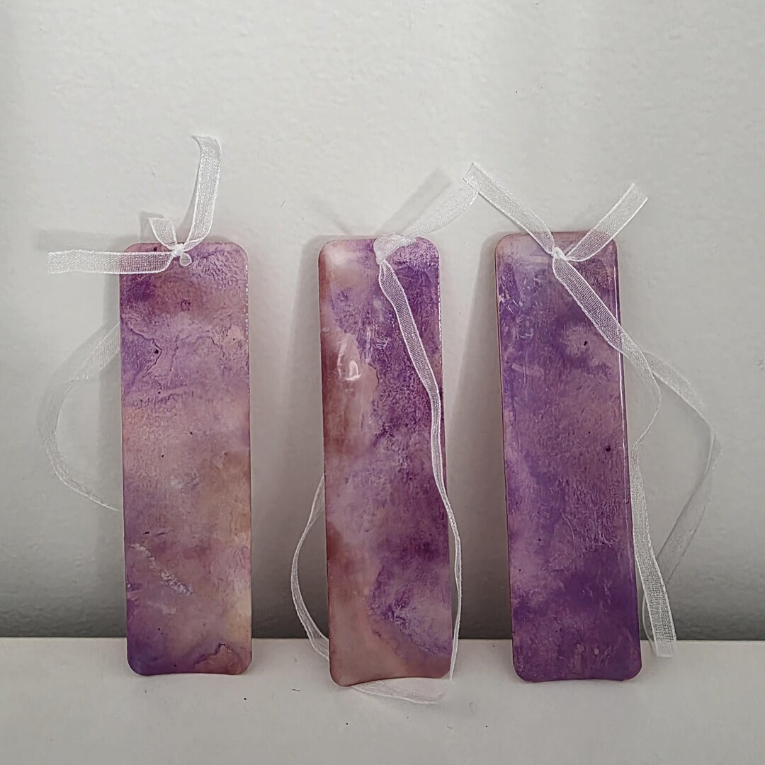 Beautiful Custom Marble Bookmarks With Ribbon | Handmade | Peach, Pink ...