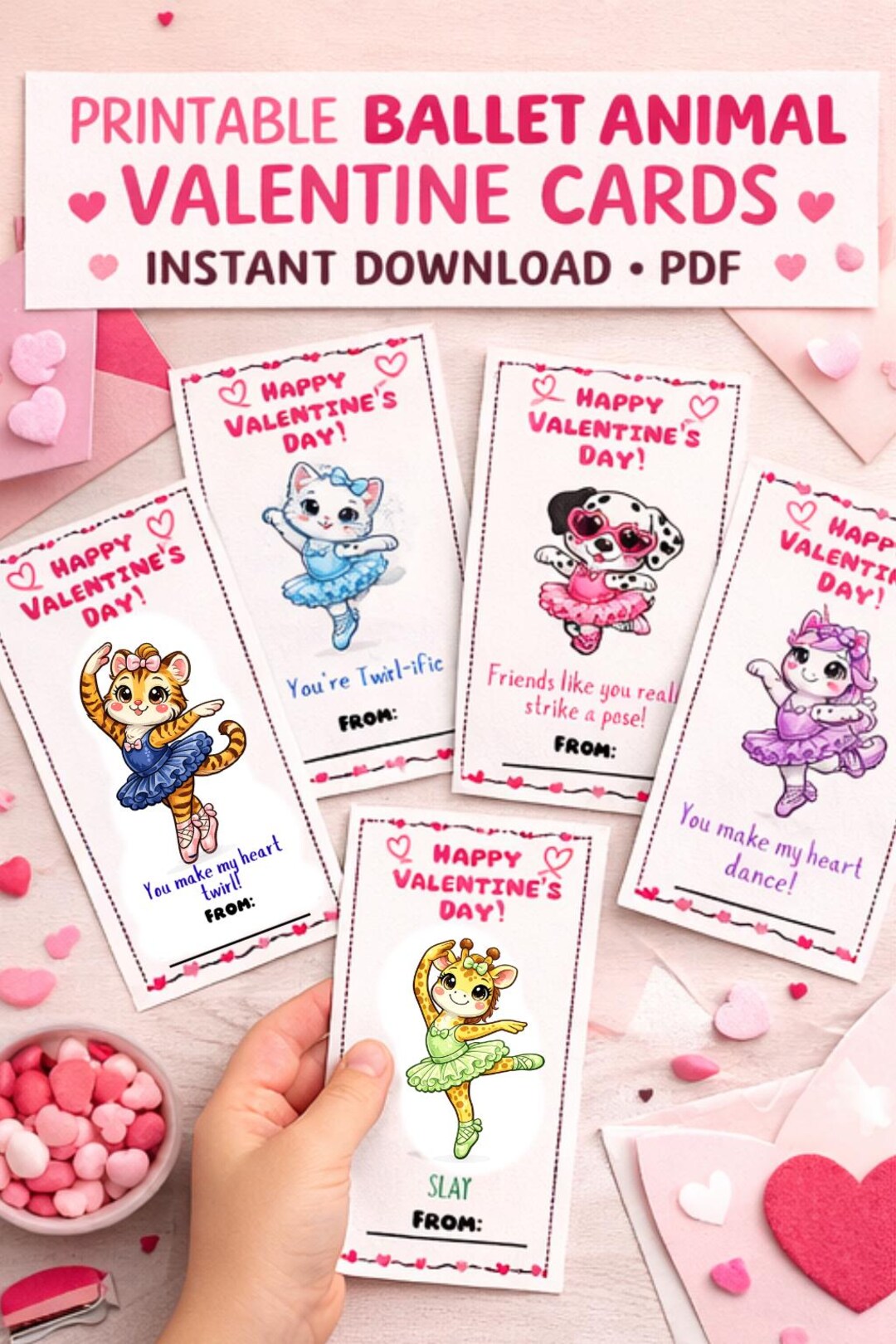 Valentine Cards Dance Themed Printable | Kids Classroom Valentines ...