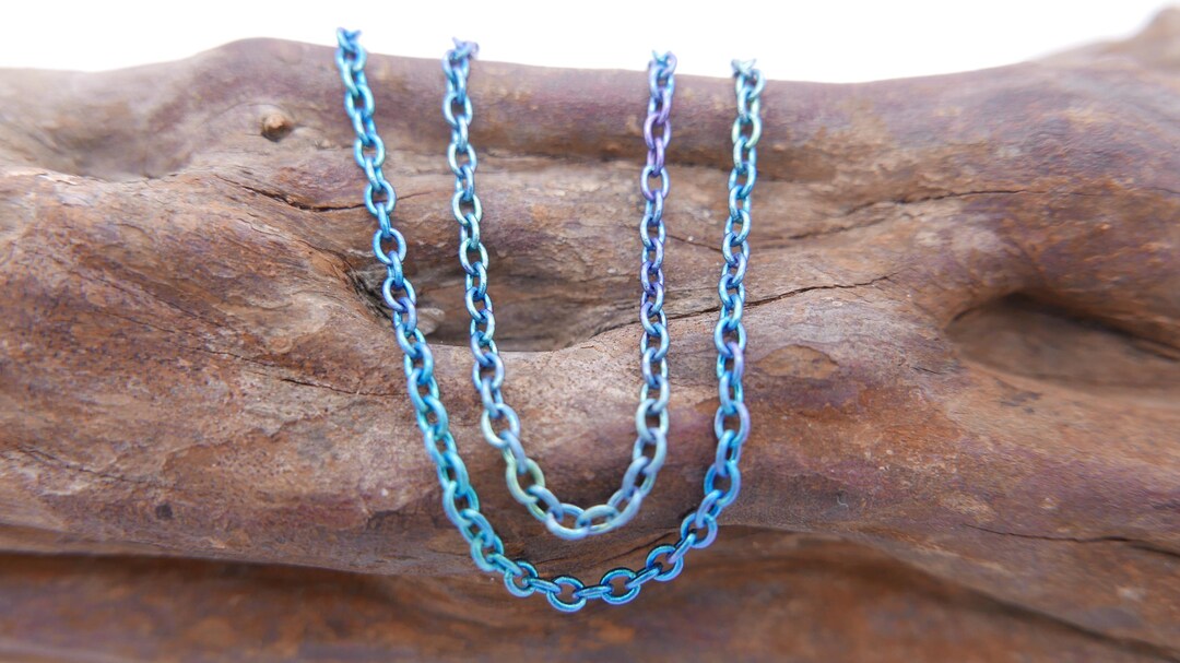 Anodized Titanium Rainbow Chain Necklace Lightweight Necklace ...