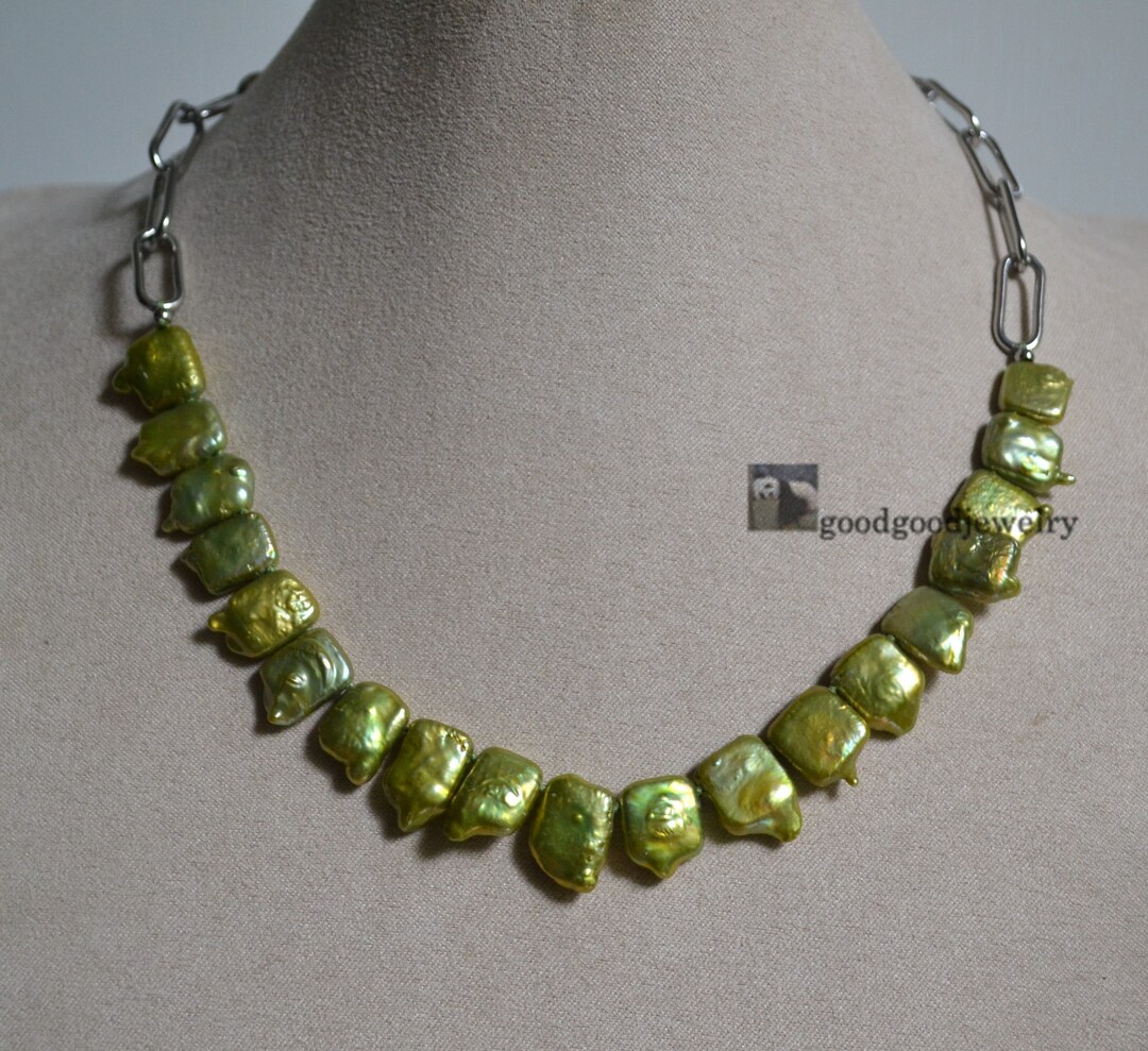 Lime Green Baroque Coin Pearl Strand, Dyed Freshwater Pearls - Etsy