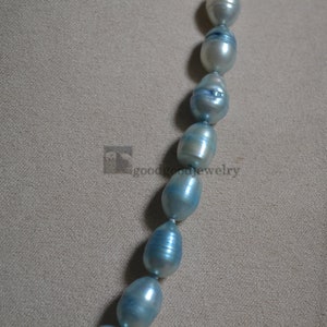 Light Blue Pearl Necklace, Gradient Color Beaded, Real Pearl Necklace ...