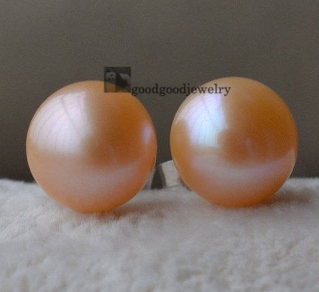 Pink Freshwater Pearl Stud Earrings, Sterling Silver, Bridesmaid ...