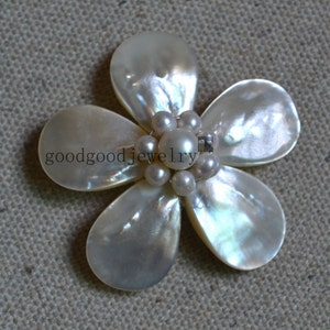 Flower Brooch,freshwater Pearl Brooch,shell Brooch,wedding Party ...