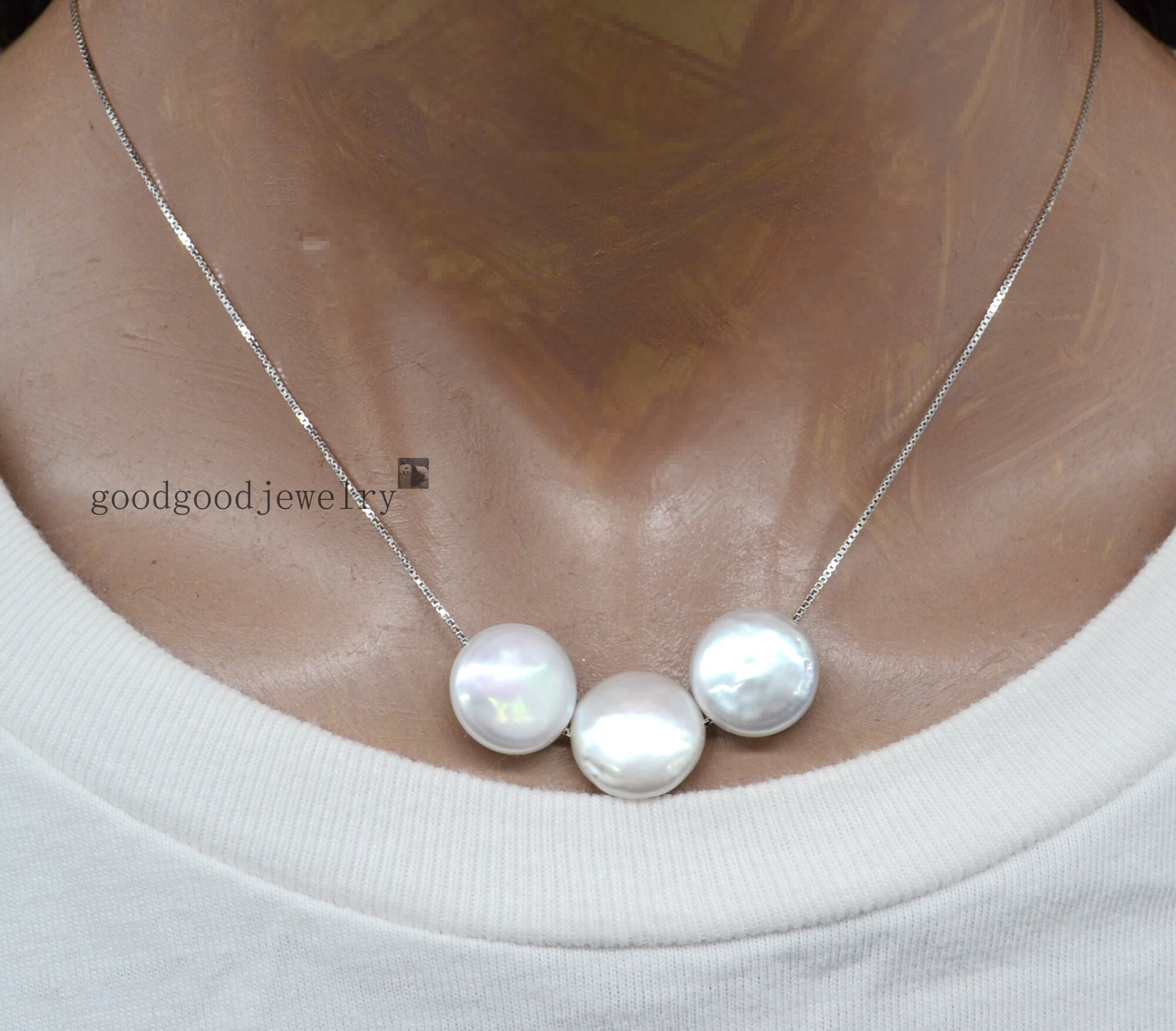 Floating Pearl Necklace Dainty Pearl Necklace real pearl | Etsy