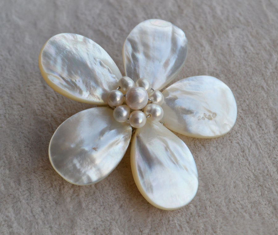 Pearl Brooch Shell Brooch Flower Brooch Wedding Party | Etsy