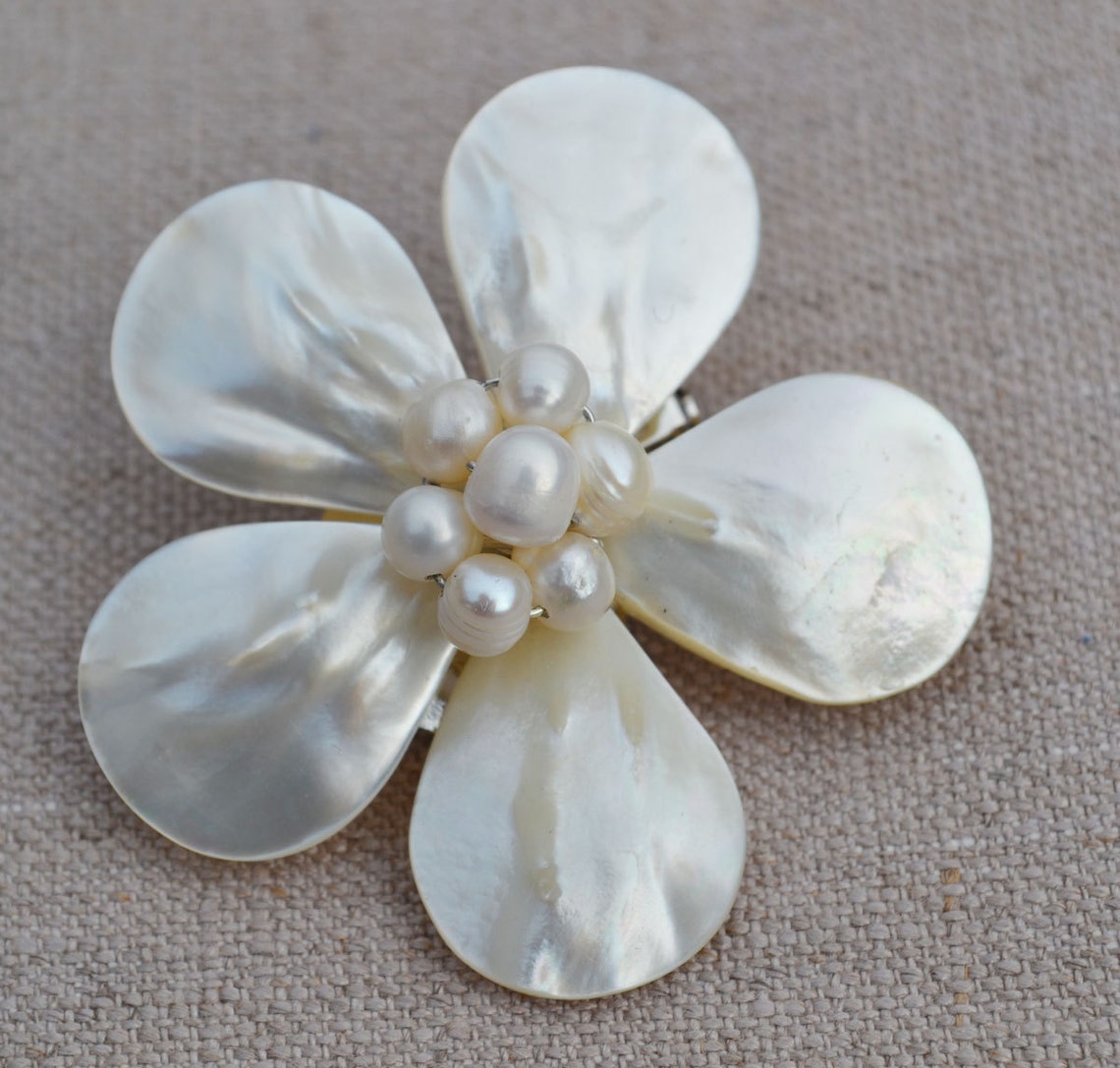 Pearl Brooch Shell Brooch Flower Brooch Wedding Party - Etsy