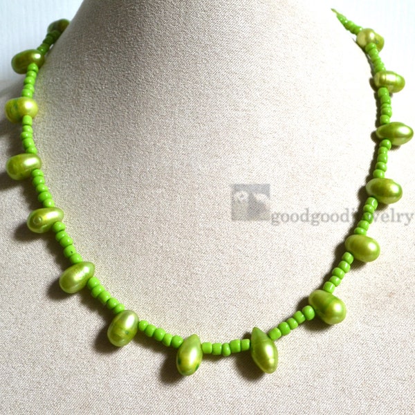 Lime Green Necklace - Etsy
